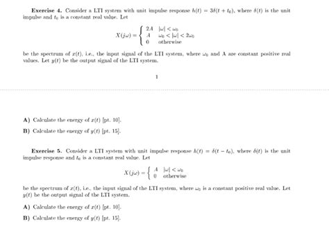 Solved Exercise 4 Consider A Lti System With Unit Impulse