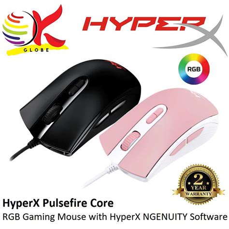 Hyper X Mouse Pulsefire Core Rgb Black White Pink Gaming Mouse เม้า