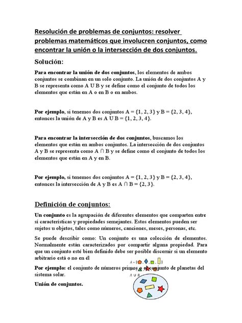 Resolución De Problemas De Conjuntos Pdf Conjunto Matemáticas