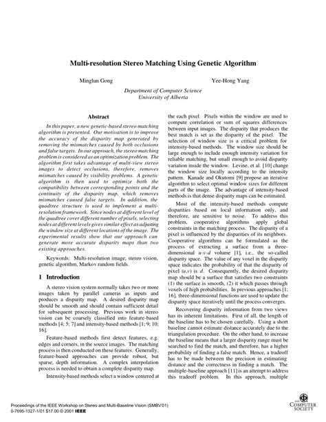 Pdf Multi Resolution Stereo Matching Using Genetic Algorithm