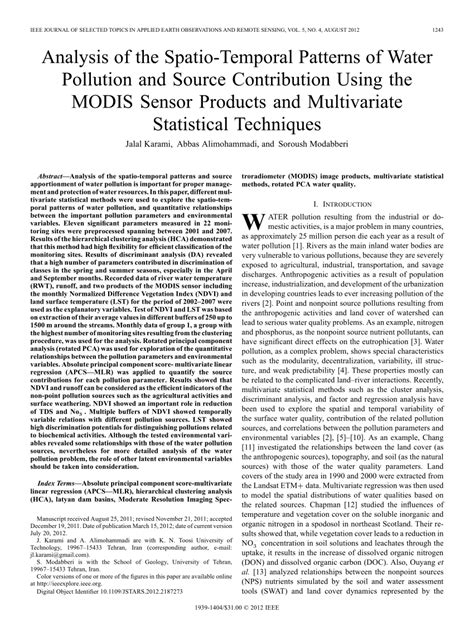 Pdf Analysis Of The Spatio Temporal Patterns Of Water Pollution And Source Contribution Using