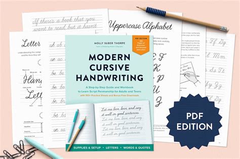 Learn Cursive Handwriting Workbook PDF Practice Sheets Improve My Penmanship Ebook Etsy