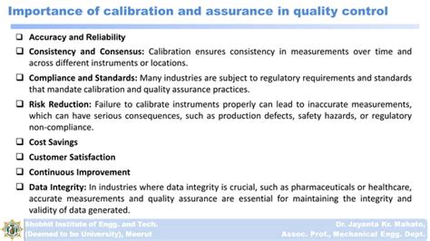 Importance Of Calibration And Assurance In Quality Control Pdf Manufacturing Industry