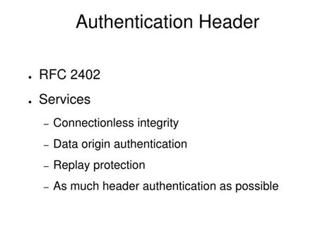 PPT Authentication Header PowerPoint Presentation Free Download ID