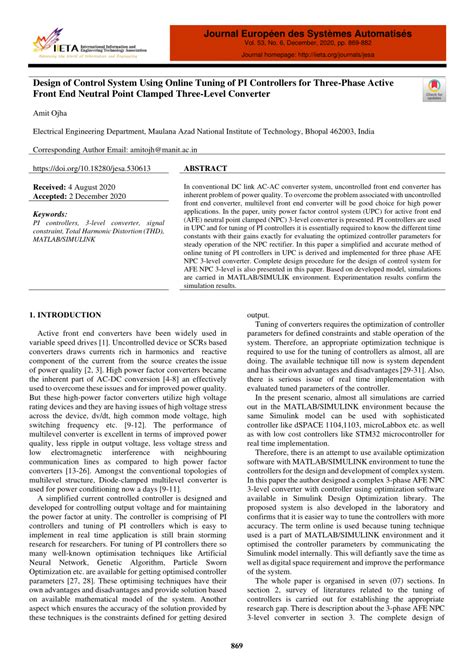 pdf design of control system using online tuning of pi controllers