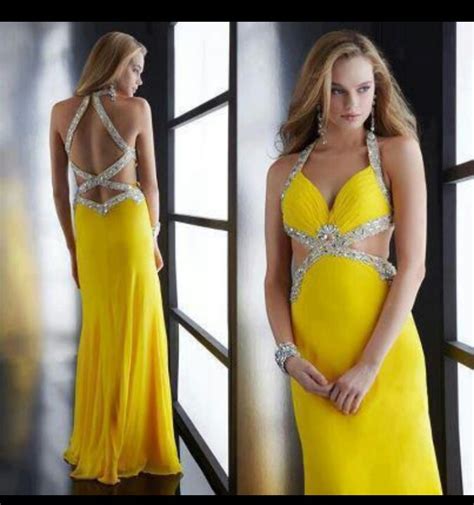 Yellow♥evening Gown Backless Dress Formal Fashion Dresses Gorgeous