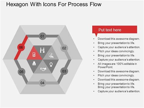 Px Hexagon With Icons For Process Flow Flat Powerpoint Design Presentation Powerpoint Diagrams