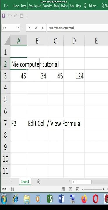 F2 Function Key Usage In Excel Microsoftoffice Microsoftexcel Nicecomputertutorial Youtube