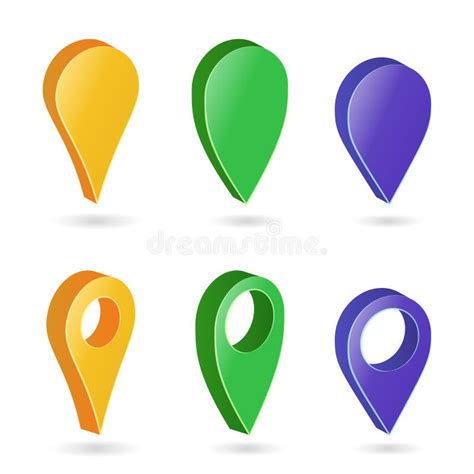 3d Map Pointer Vector Colorful Set Of Modern Map Round Pointers