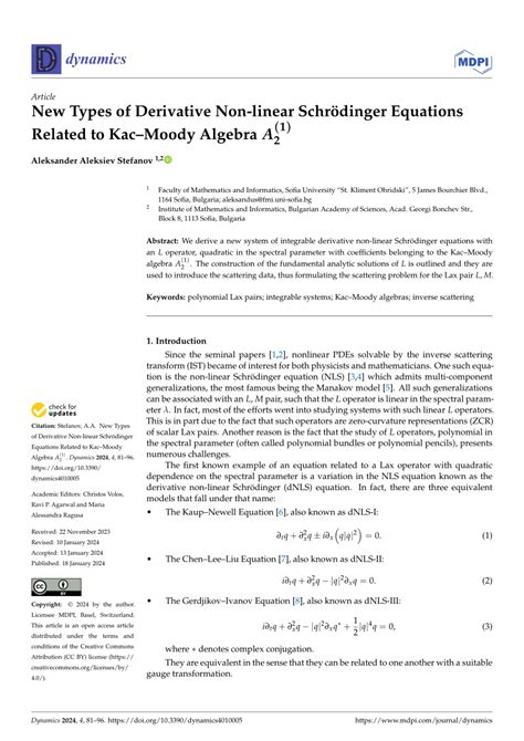 Pdf New Types Of Derivative Non Linear Schrödinger Equations Related To Kacmoody Algebra A21