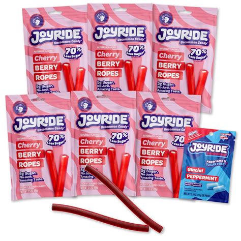 Amazon.com : JOYRIDE Cherry Berry Ropes - 3.5 oz 6-Pack Bundle with 2.5oz Glacial Peppermint Gum ...