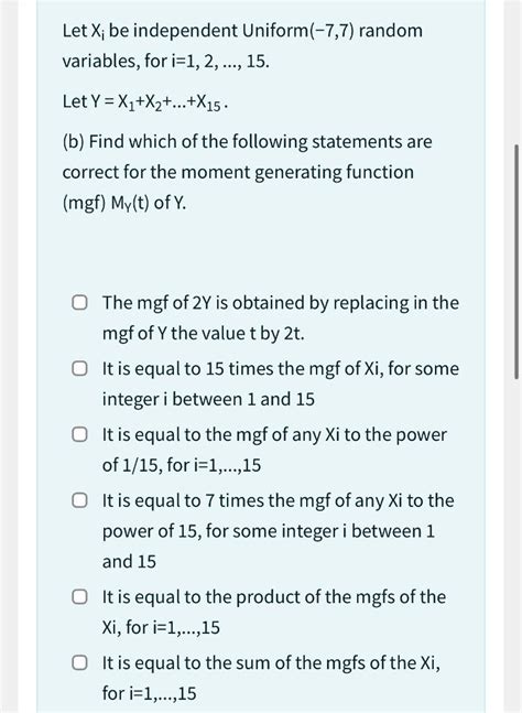 solved let x be a uniform −7 7 random variable a the