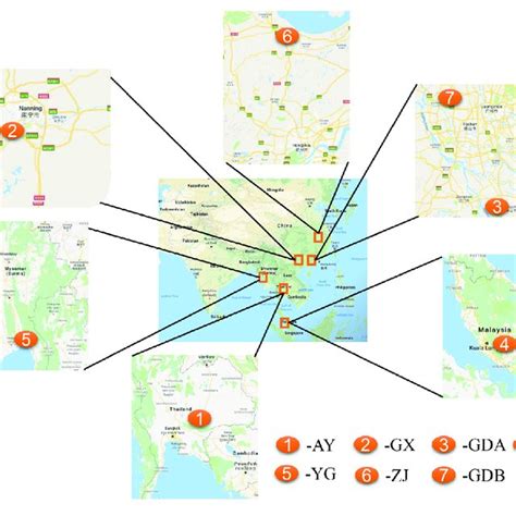 Map Of Sampling Sites Of The Seven Macrobrachium Rosenbergii Populations Download