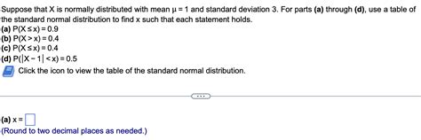 solved suppose that x ﻿is normally distributed with mean μ 1