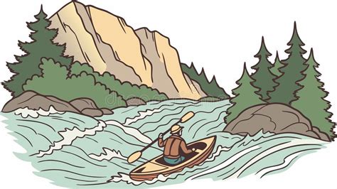 Whitewater Rafting Adventure Exciting River Sports Activity Vector