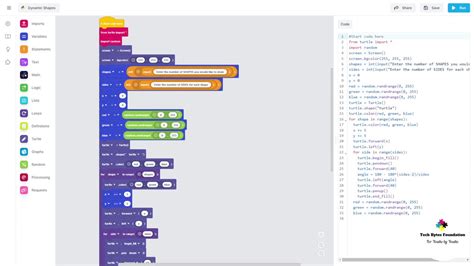 how corina created shapes with python tech bytes foundation posted on