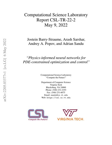 Pdf Physics Informed Neural Networks For Pde Constrained Optimization