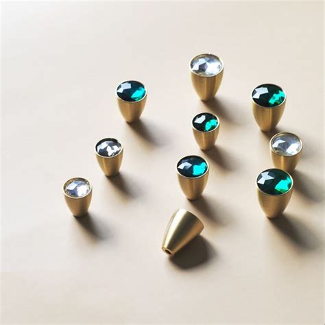 063 07 08 Gold Brass Glass Crystal Inlaid Cabinet Knobs Pulls Modern