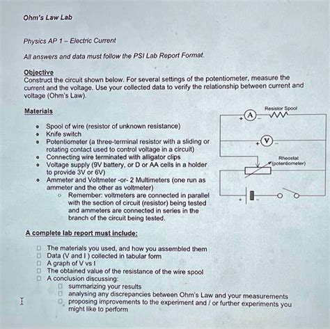 Solved Ohms Law Lab Physics Ap1 Electric Current All Answers And