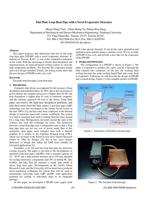 Pdf Flat Plate Loop Heat Pipe With A Novel Evaporator Structure
