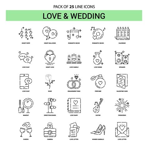 Love And Wedding Line Icon Set 25 Dashed Outline Style 14143400 Vector Art At Vecteezy