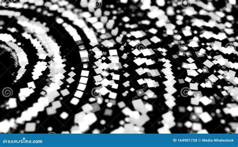 Black And White Abstract Circles Of Shimmering Squares Rotating