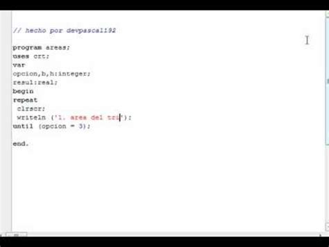 Programación en Pascal CASE con REPEAT YouTube