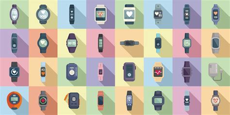 Wearable Tracker Icons Set Flat Vector Fitness Bracelet 12980263 Vector Art At Vecteezy