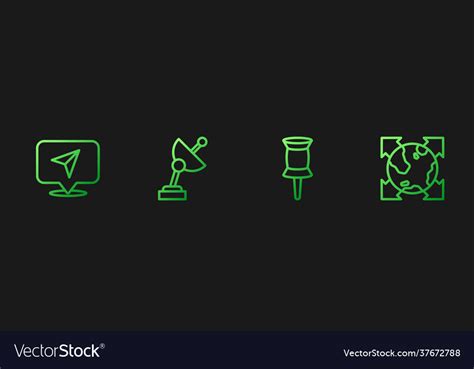 Set Line Push Pin Infographic City Map Royalty Free Vector