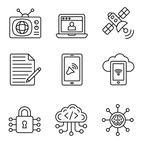 Networking Line Icons Set 4236602 Vector Art At Vecteezy