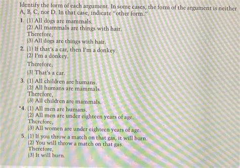 Identify The Form Of Each Argument In Some Cases Chegg