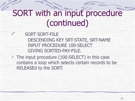 sorting in cobol m m pickard ppt download