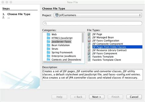netbeans java ee tip 9 create jsf application from database java