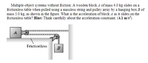 Solved Multiple Object Systems Without Friction A Wooden