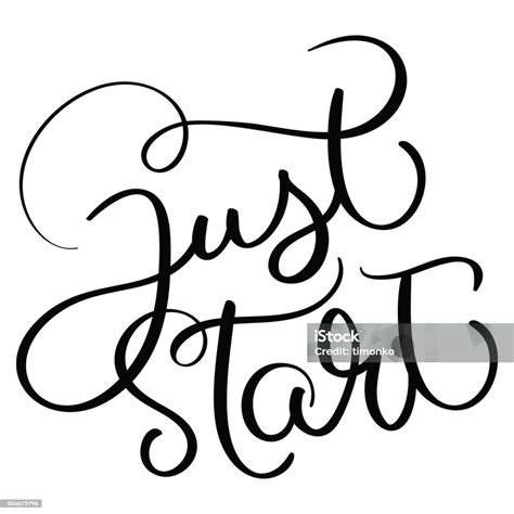 그냥 흰색 배경에서 텍스트를 시작 합니다 손으로 그린 서 예 문자 벡터 일러스트 레이 션 Eps10 그리기에 대한 스톡 벡터 아트 및 기타 이미지 Istock