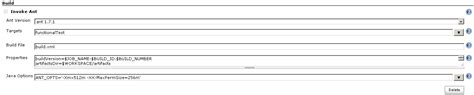 how to use the `java options` in jenkins ant build tool to set ant opts