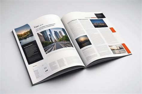Photorealistic Magazine Spread Mockup With Blank White Backgrounds For
