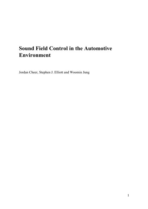 Pdf Sound Field Control In The Automotive Environment