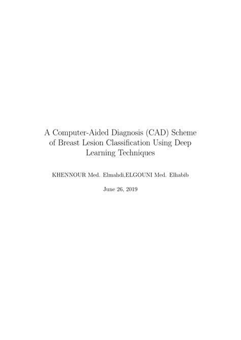 Pdf A Computer Aided Diagnosis Cad Scheme Of Breast Lesion Classification Using Deep