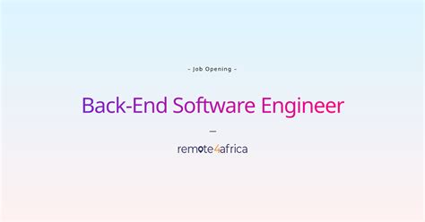 Remote Hybrid Back End Software Engineer Job At Financial Services Fintech Company