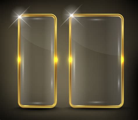 Glossy Rectangle Web Button Set With Gold Border Vector Art At Vecteezy