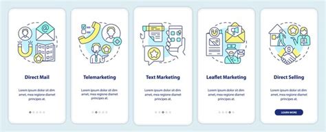 Premium Vector Types Of Direct Marketing Onboarding Mobile App Screen