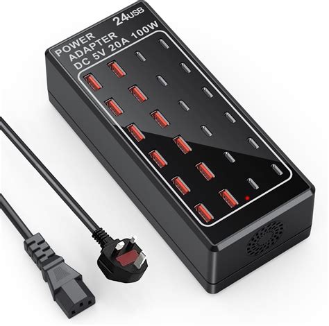USB Charging Station, 24 Port 100W/20A Desktop charger, Multi-port USB ...
