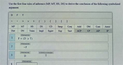 Solved Use The First Four Rules Of Inference Mp Mt Hs