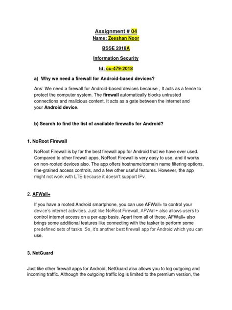 Best Firewall Apps For Android A Comprehensive Guide To Protecting Your Android Device Pdf
