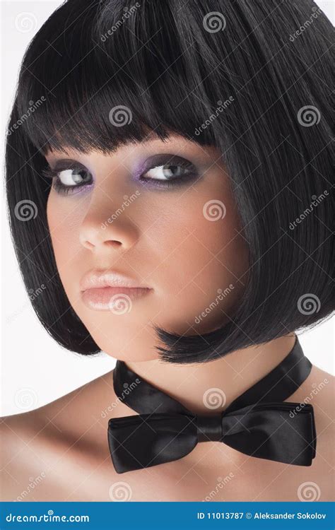 The Young Brunette In Style Of A Retro Stock Image Image Of Complexion Fashion 11013787