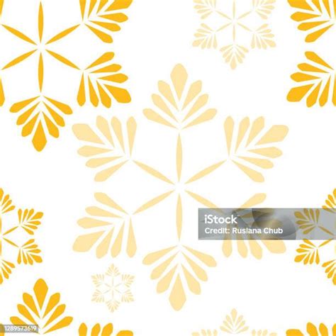패션 프린트 패브릭 포장지 티셔츠 린넨을 위한 흰색 배경에 다양한 노란색 눈송이가 있는 매끄러운 패턴 벡터 그림입니다 0명에 대한 스톡 벡터 아트 및 기타 이미지 Istock