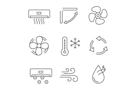 Air Conditioning Linear Icons Set Outline Icons ~ Creative Market