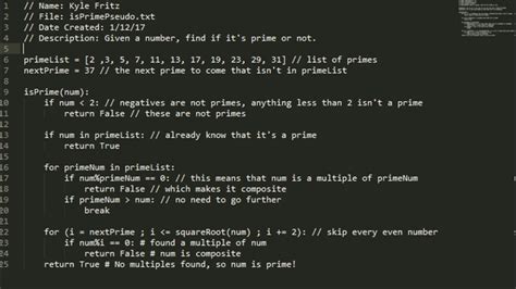 Pseudocode For Determining If A Number Is Prime Youtube
