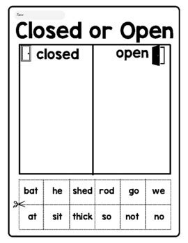 Closed And Open Syllable Sort By Elementary On The Eastside TPT